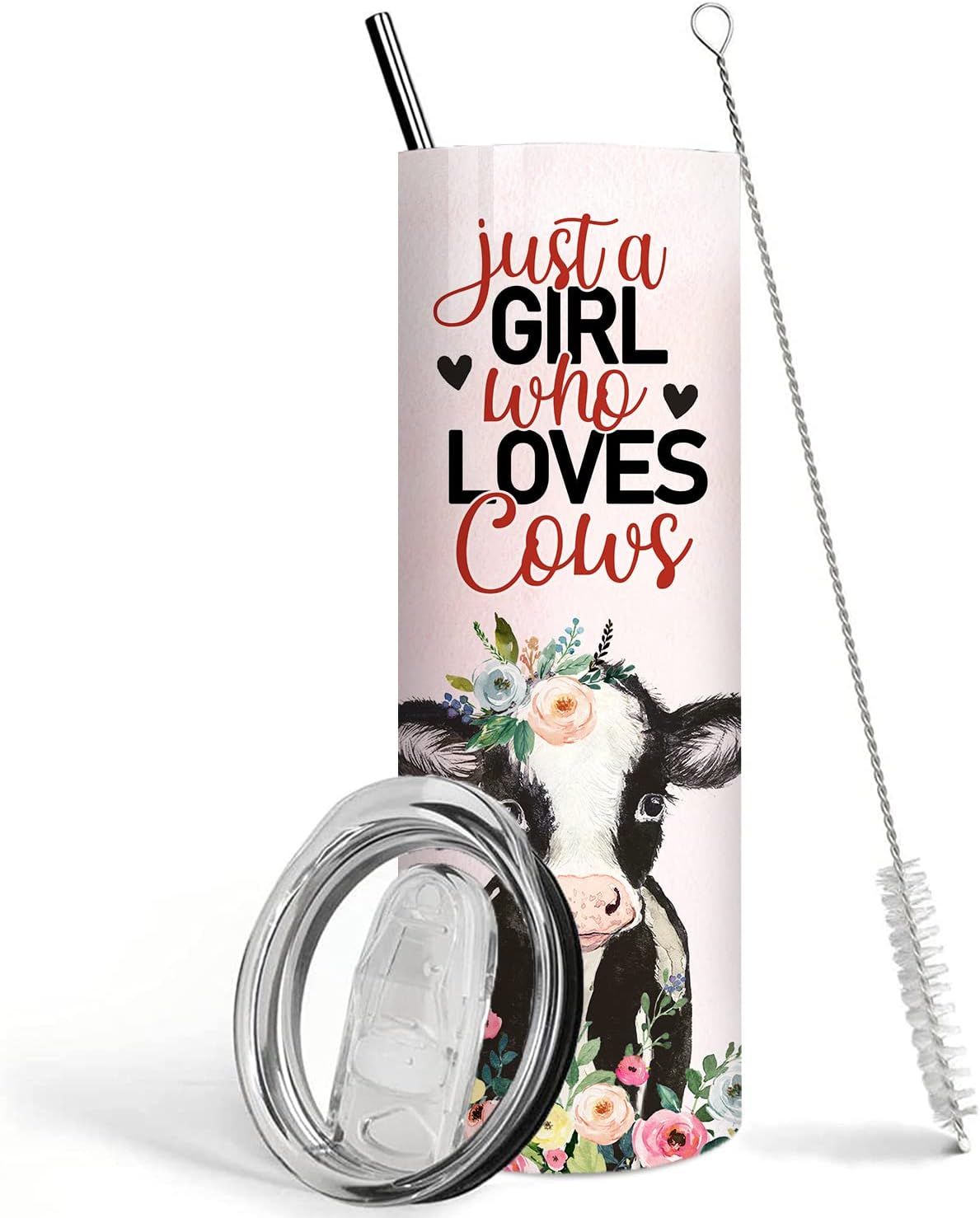 Cow Print skinny Tumbler with lid and Straw,20oz Cow Print Coffee ...