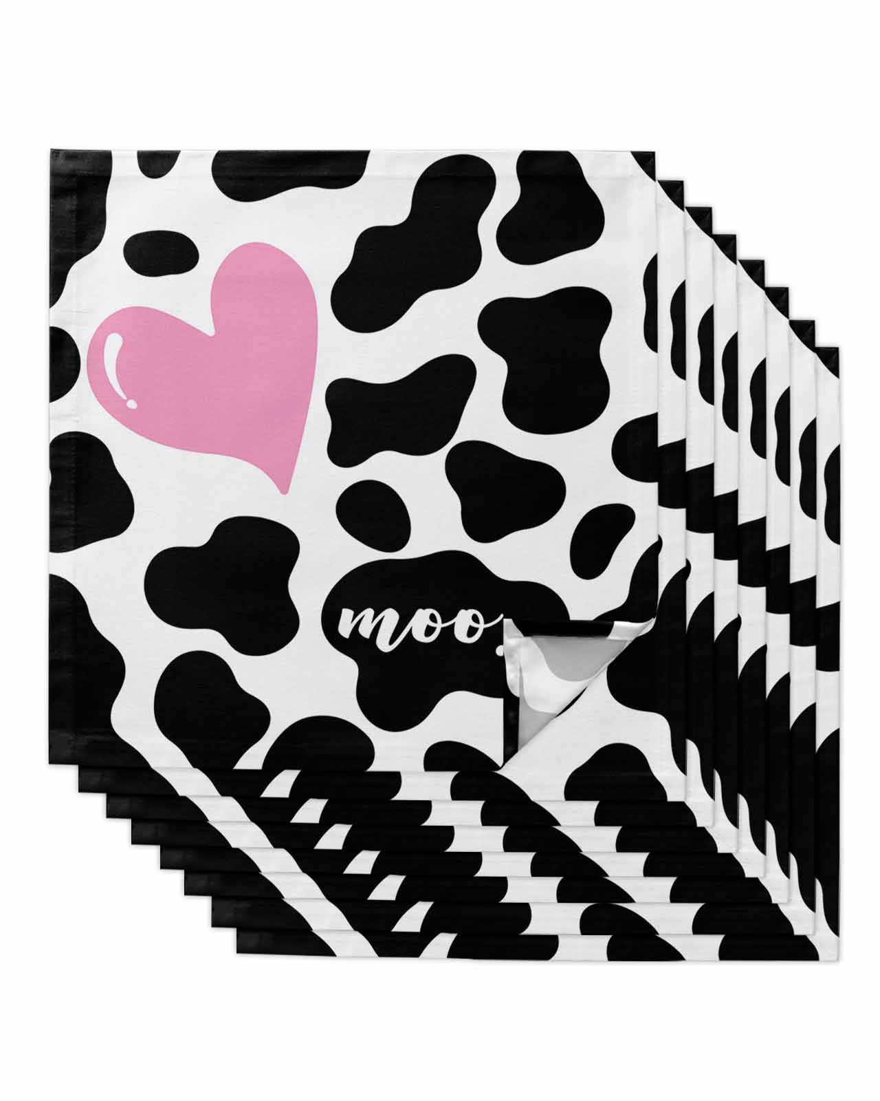 Cow Printed Cloth Napkins Set of 8 Reusable Dinner Napkins, Modern ...