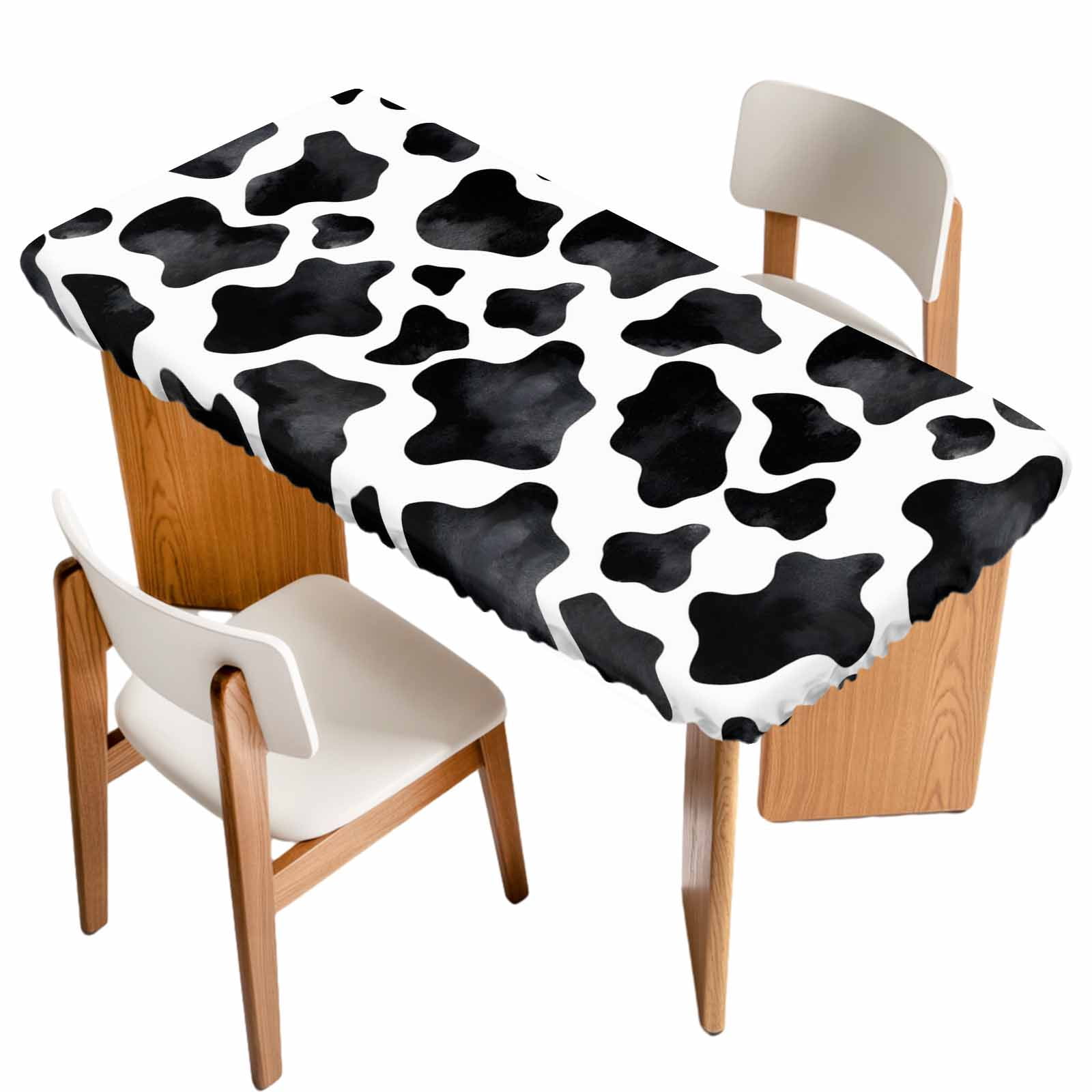 Cow Printed Table Cloths for 6 Foot Rectangle Tables, Farmhouse Black ...