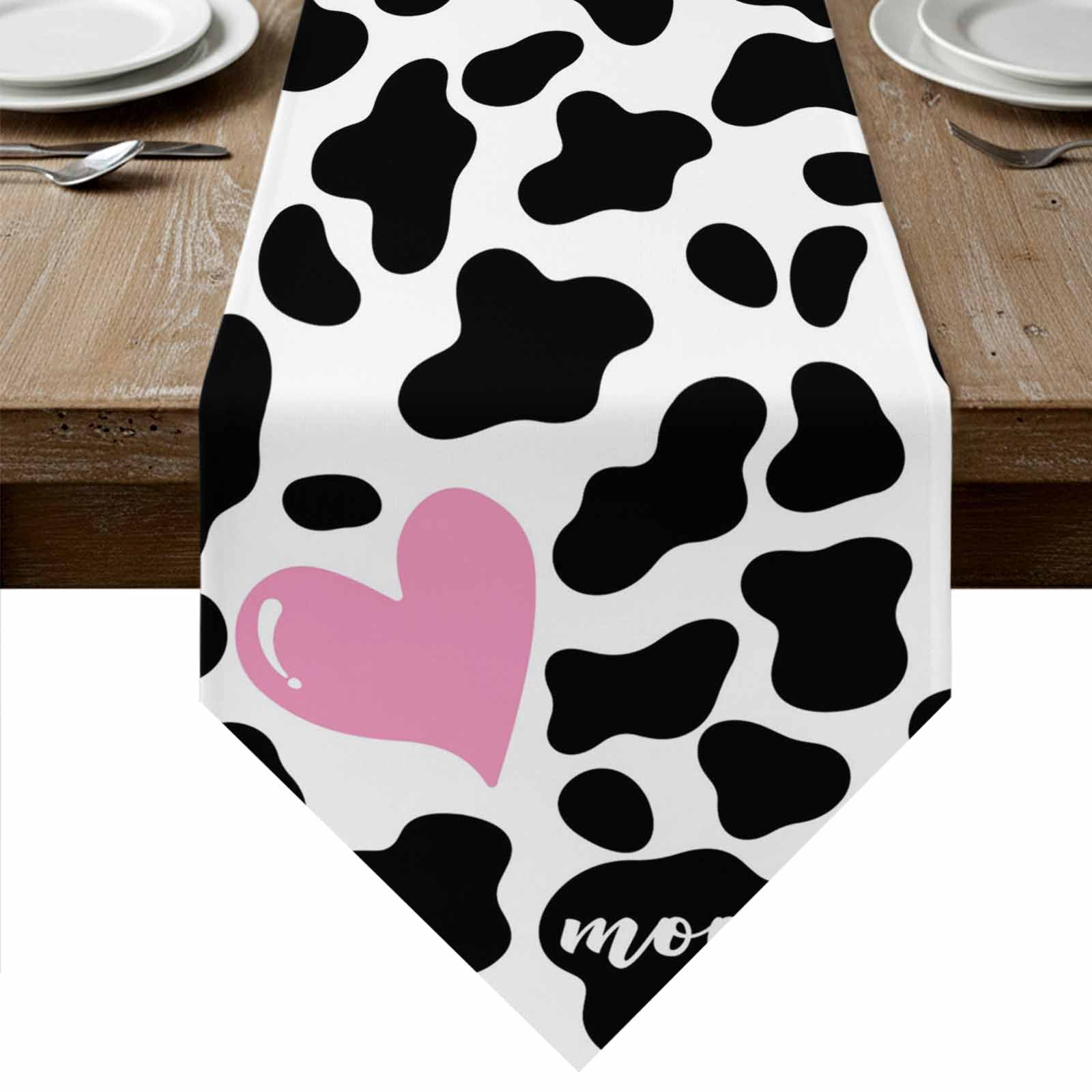 Cow Printed Table Runner Linen Burlap Table Runner 72 Inches Long ...