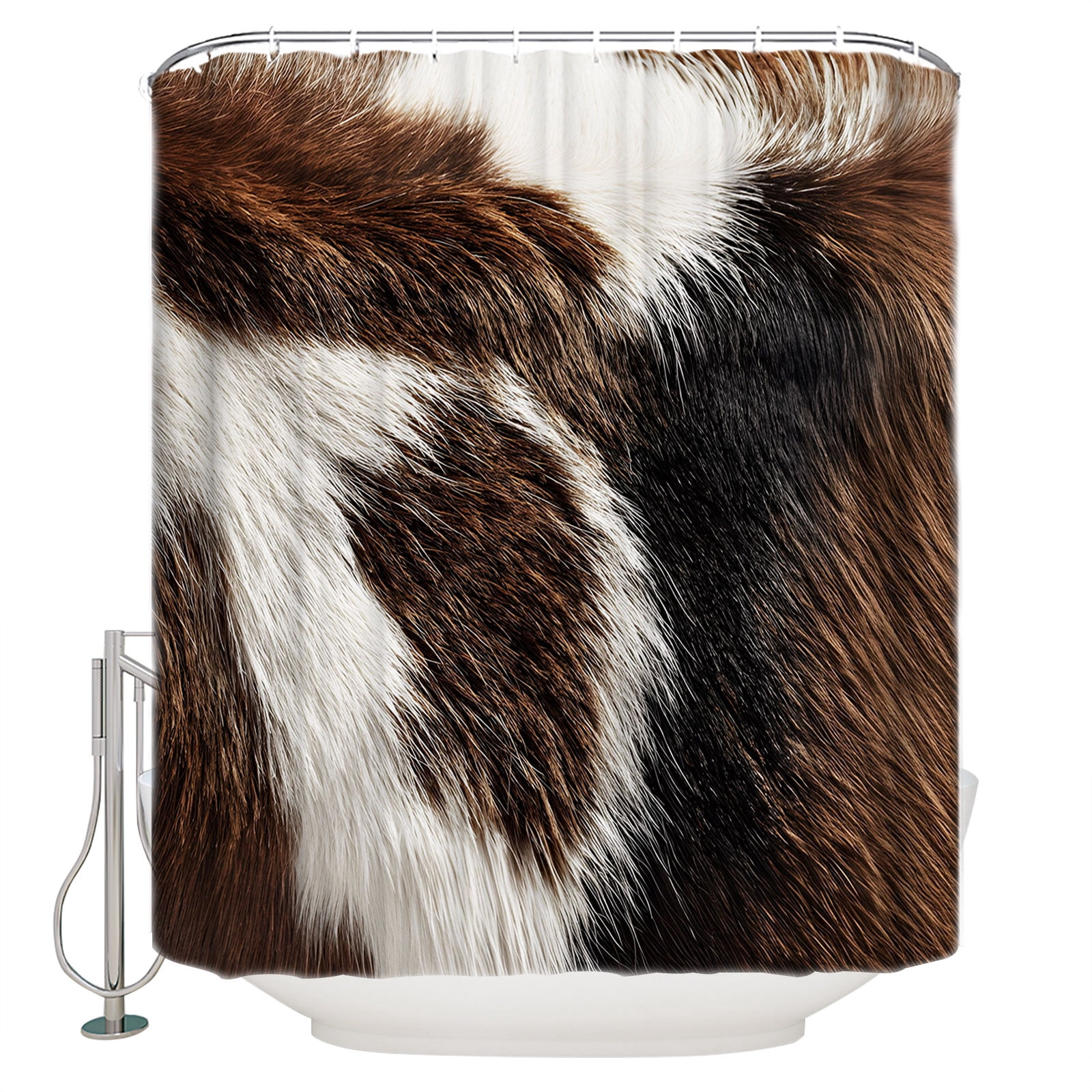 Cow Prints Bathroom Shower Curtains with 12 Hooks Polyester Waterproof ...