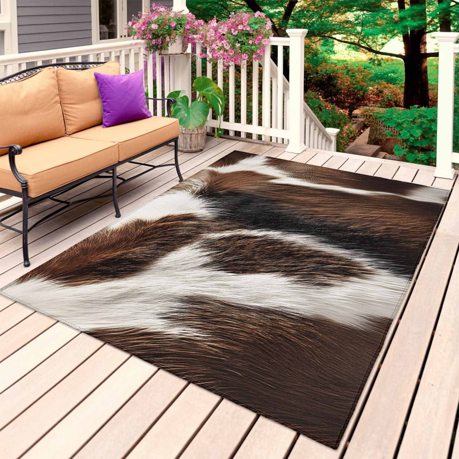 Cow Prints Outdoor Rug for Patio/Deck/Porch, Non-Slip Large Area Rug 5 ...