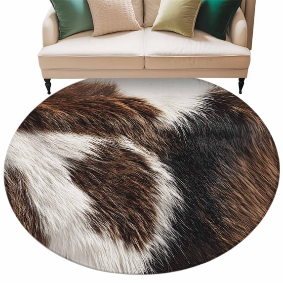 Cow Prints Round Rug 8ft Washable Circle Rugs Non Slip Farmhouse ...