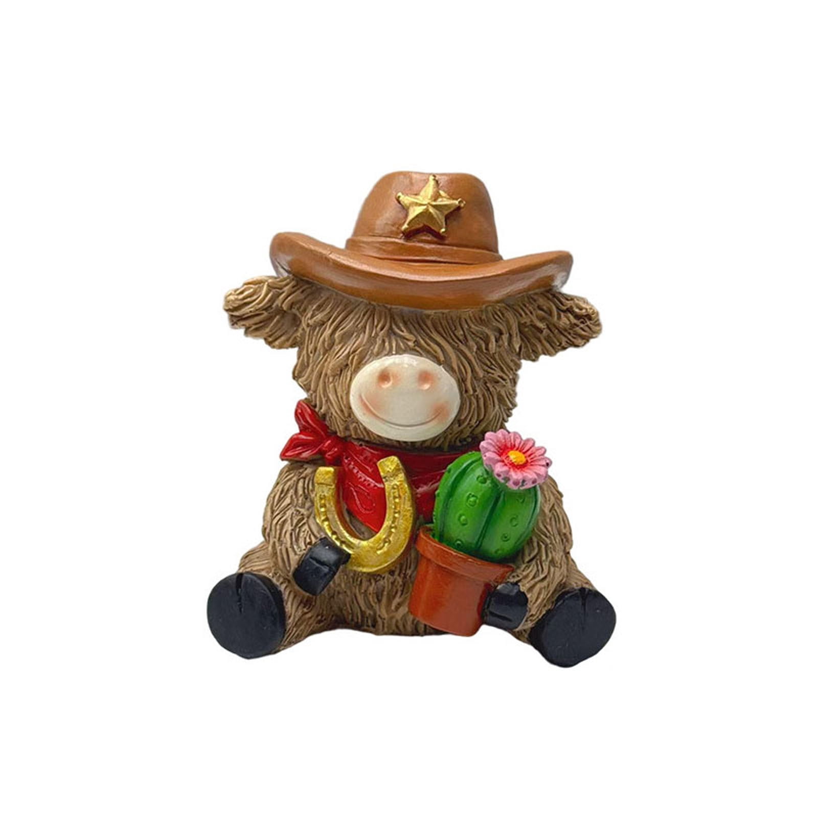 Cow Resin Ornament, Western Cow Decor, Handcrafted Calves with Guitar ...