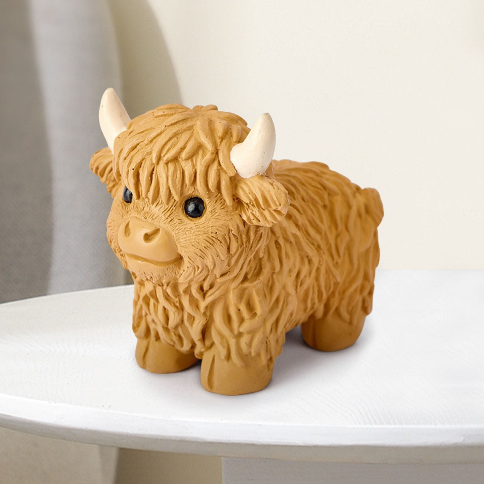 Cow Resin Statue Delicate Simulation Decoration Scottish Style Standing ...