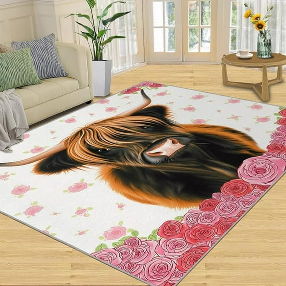 Cow Rug Romantic Rose Cow Area Rugs Brown Cow Indoor Rug Longhorn Rugs ...