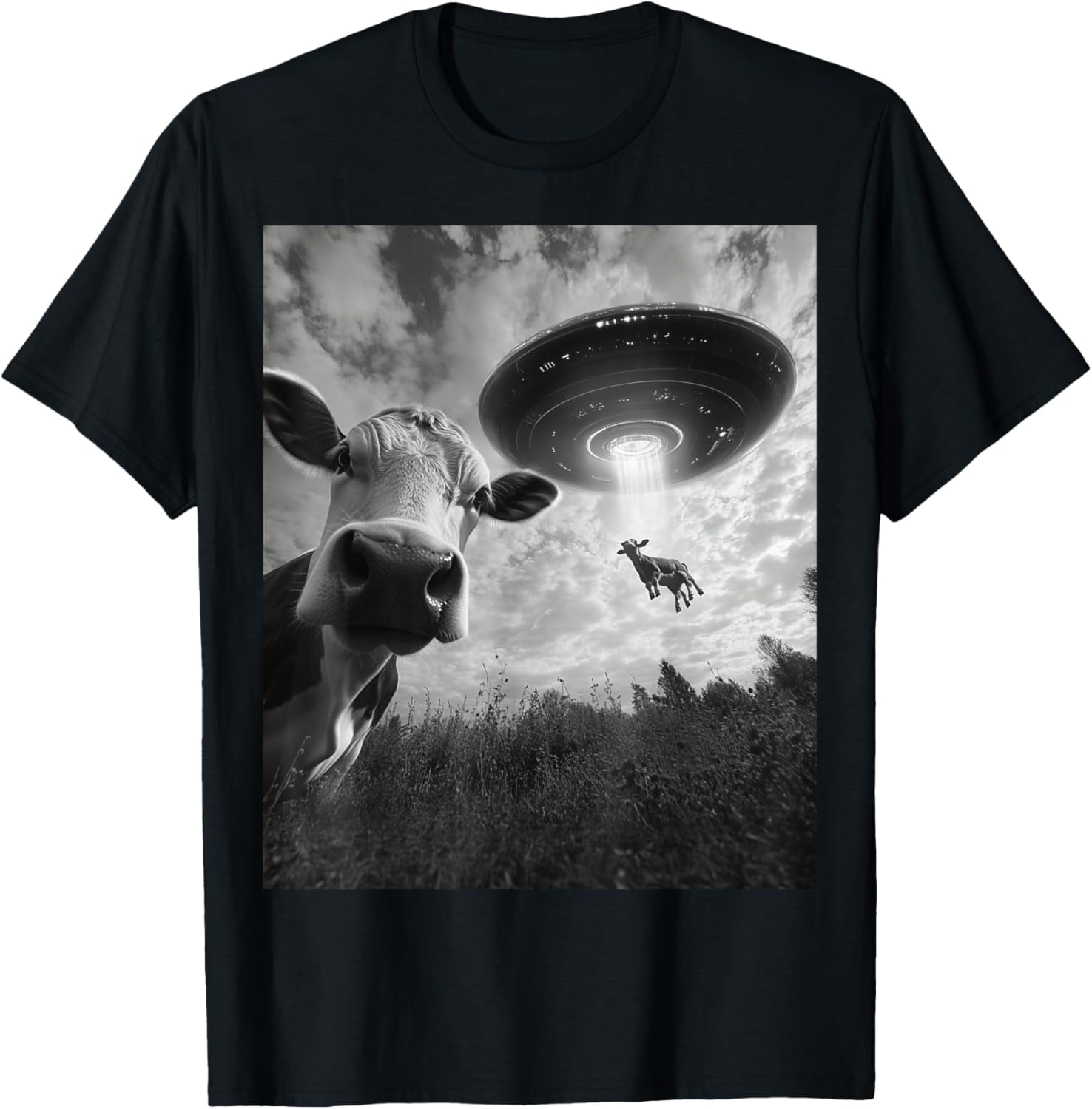 Cow Selfie Funny Cow Alien Ufo T-Shirt - Walmart.com