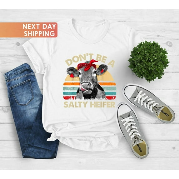Cow Shirt, Cow Lover Shirt, Don't Be A Salty Heifer Shirt, Retro Cow ...