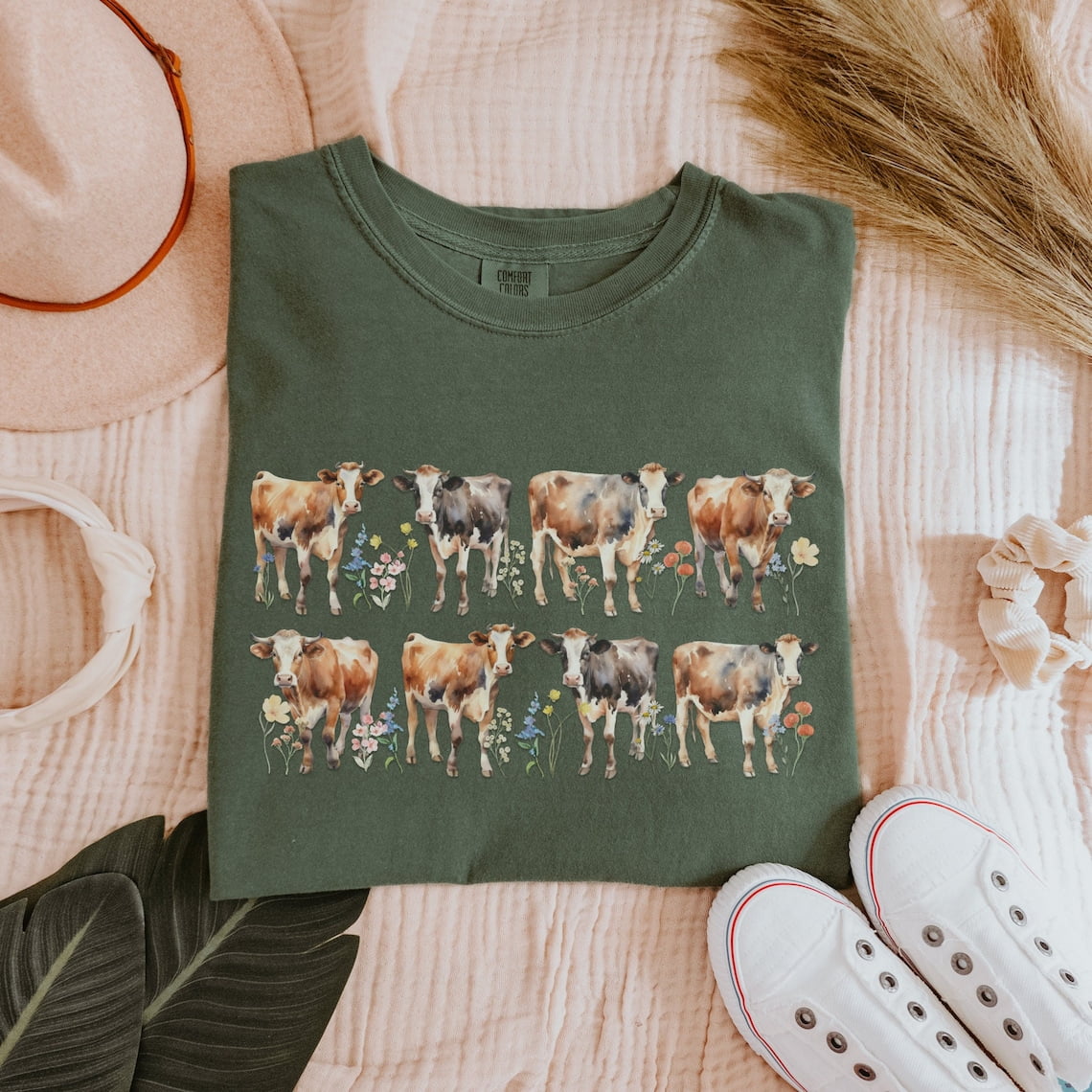 Cow Shirt, Farming Shirt, Cows Shirt, Floral Cow Shirt, Cattle Shirt ...