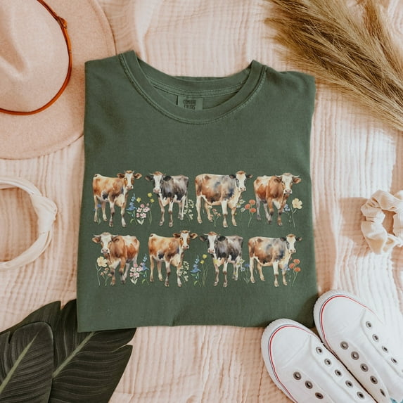 Cow Shirt, Farming Shirt, Cows Shirt, Floral Cow Shirt, Cattle Shirt ...
