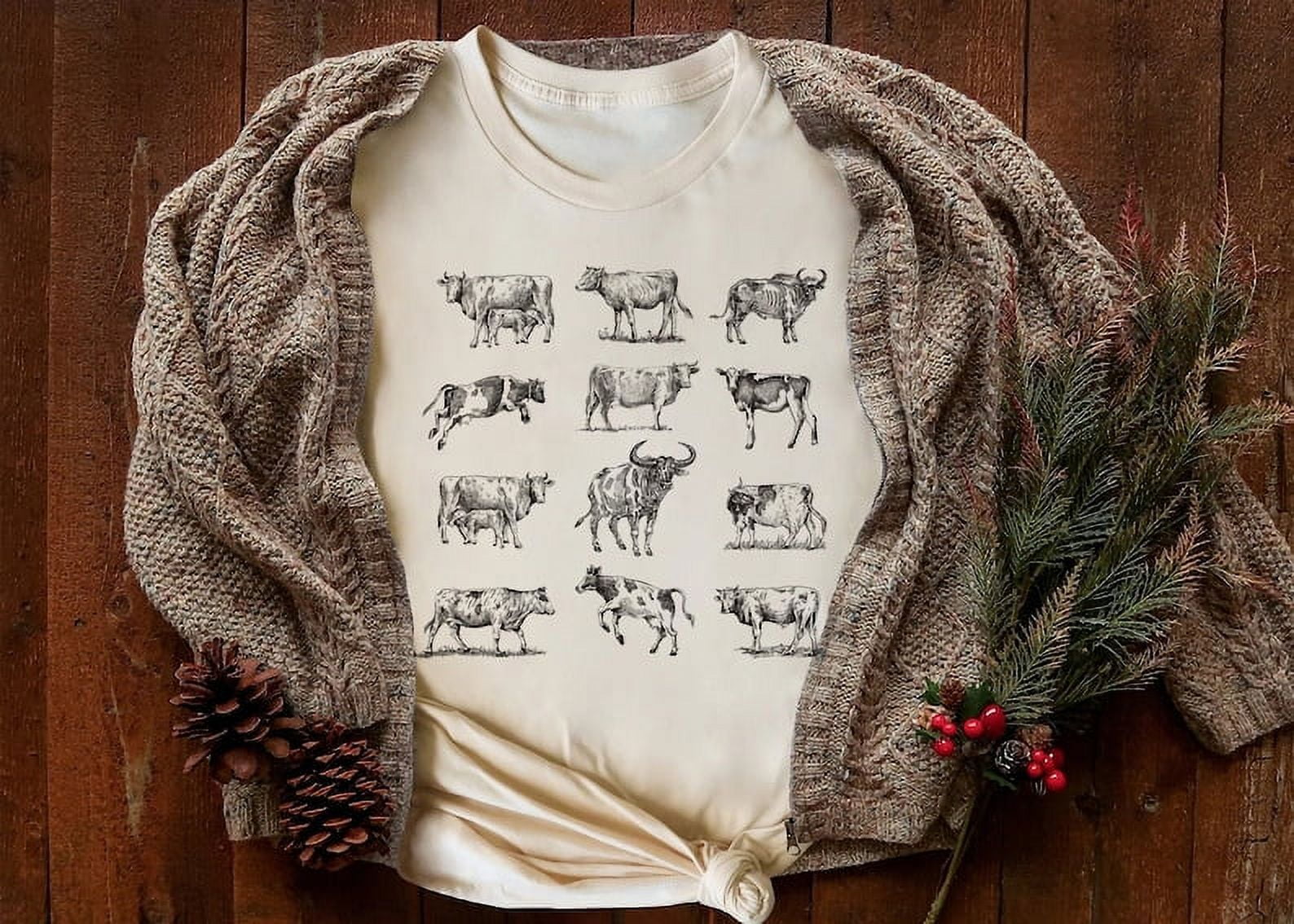 Cow Shirt, Vintage Western Wear, Farm Animal Shirt, Bull Cottagecore ...
