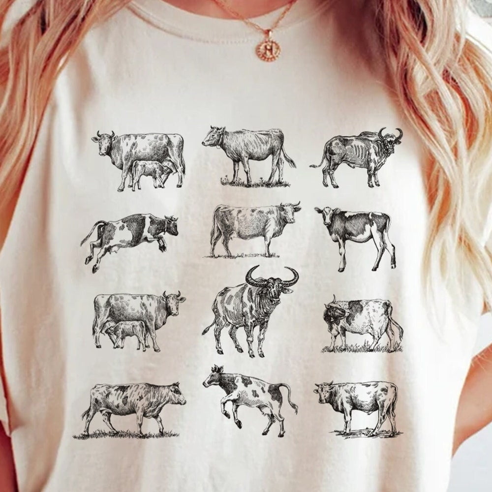 Cow Shirt, Vintage Western Wear, Farm Animal Shirt, Bull Cottagecore ...