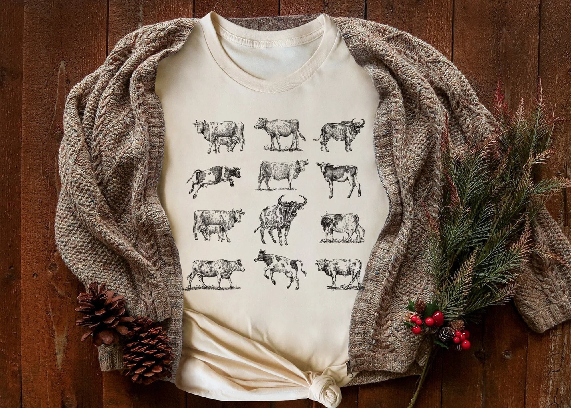 Cow Shirt, Wear, Farm Animal Shirt, Bull Cottagecore Shirt, Bull Shirt ...