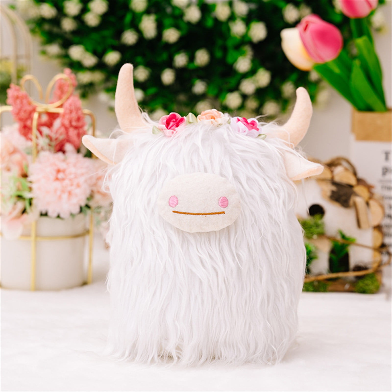 Cow Sitting Posture Scottish Cattle Animal Plush Doll Long Haired ...