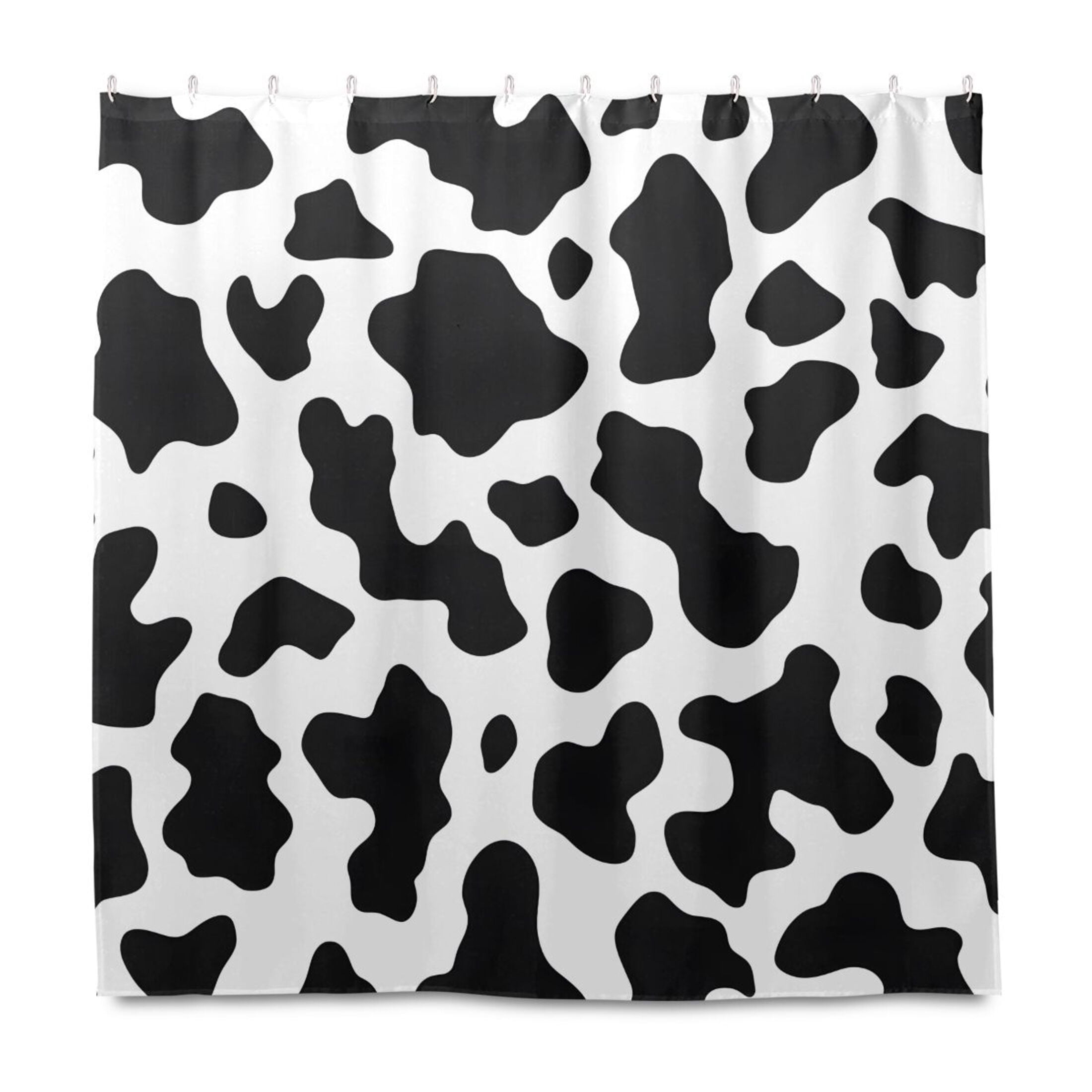 Cow Skin Pattern Shower Curtain Liners Waterproof 72 Inch with C Shaped ...