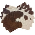 Cow Skin Placemats Set of 4, Farm Animal Brown Cowhide Print Cow ...