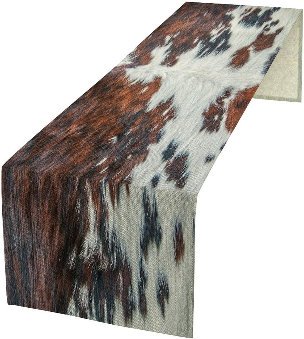 Cow Skin Print Table Runner, Rustic Cottage Country Farm Animal Fur ...