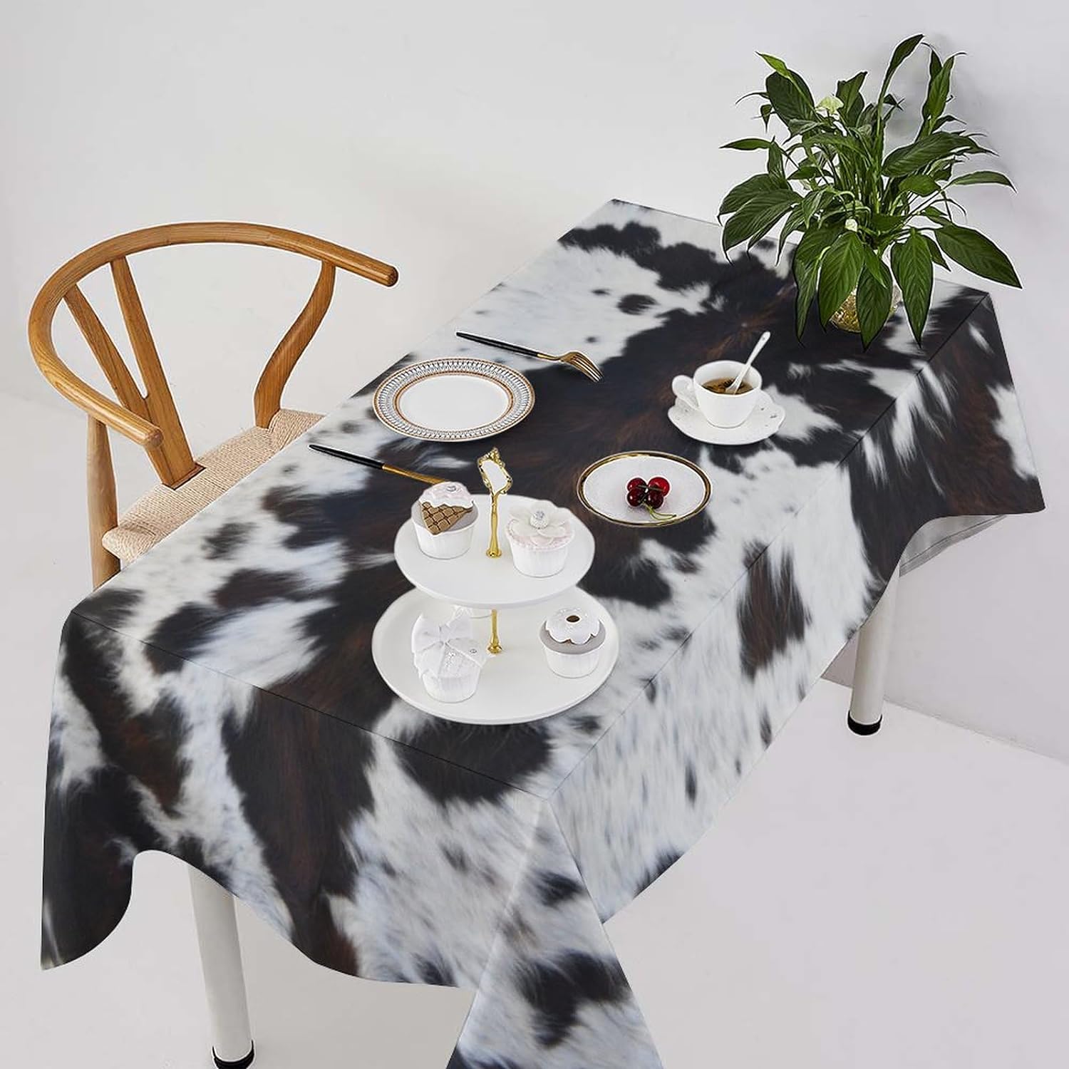 Cow Skin Print Tablecloth, Western Style Cowhide Print Rustic Cottage ...