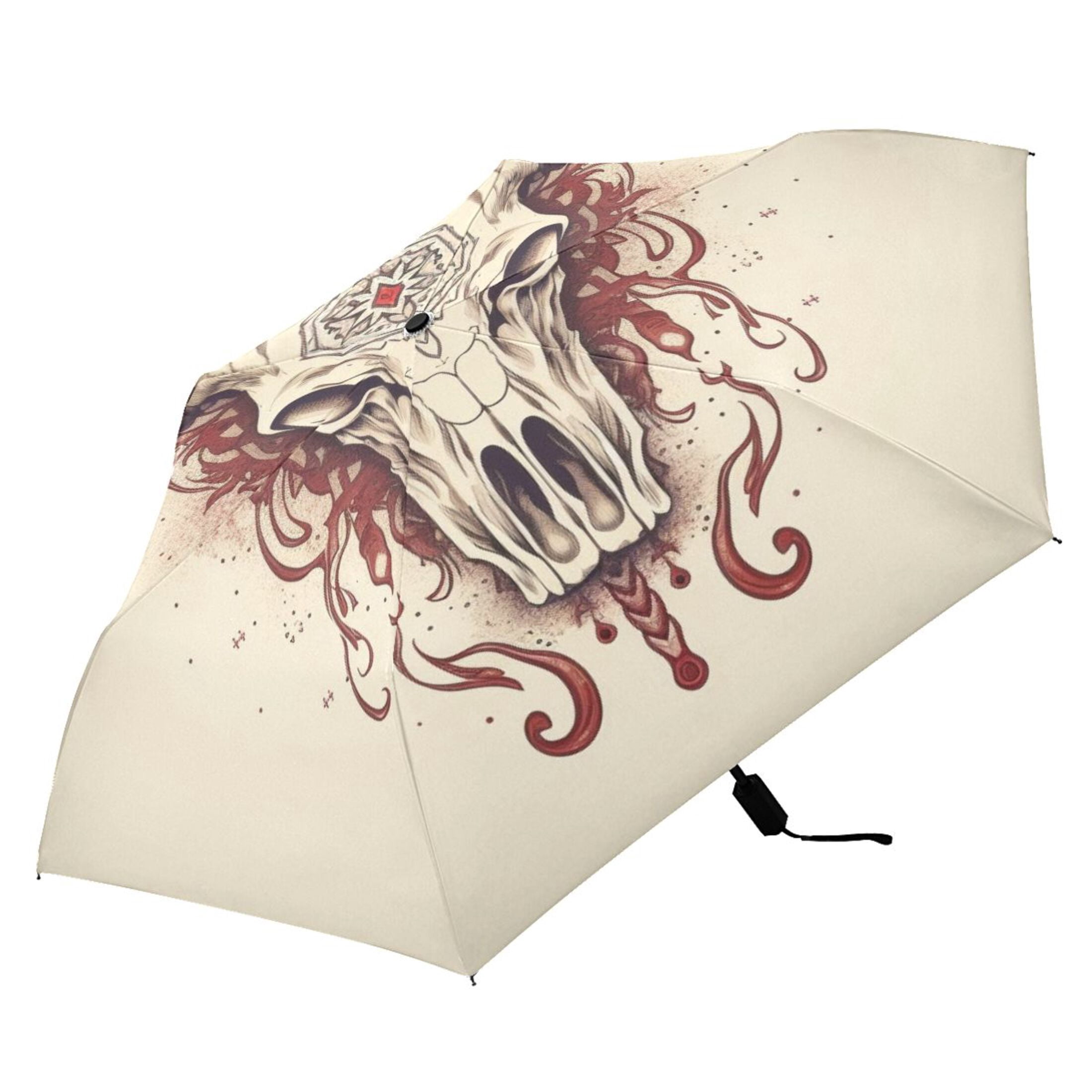 Cow Skull Compact Folding Umbrella for Rain Windproof Travel Umbrella ...