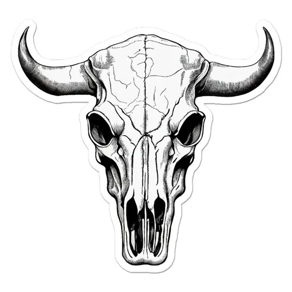 Cow Skull Sticker Indoor Outdoor Phone Decal Water Bottle Stickers Car ...