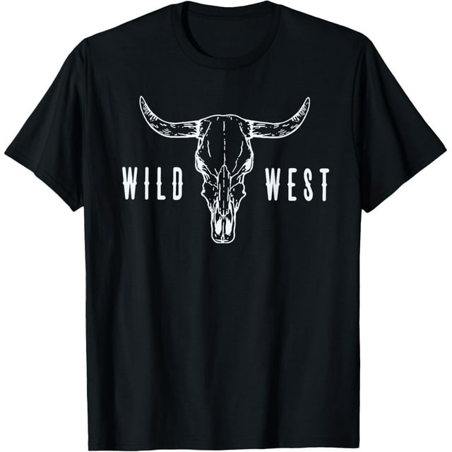 Cow Skull Wild west Funny Creative Graphic T-Shirt - Walmart.com