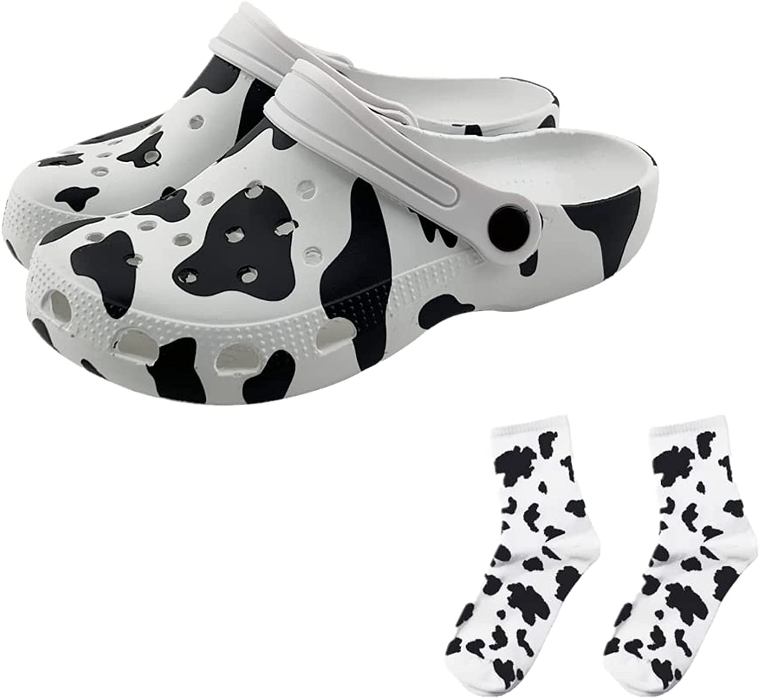 Cow Slippers Cow Clogs with Cow Socks Comfortable Slip On Water Beach ...