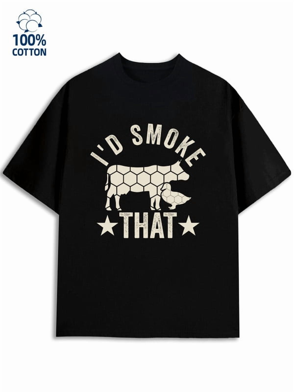 Cow Smoke Tee mens funny humor 180G 100% Cotton black sixty years old ...