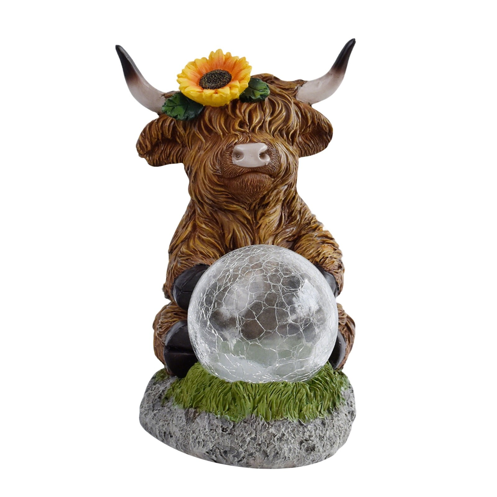 Cow Solar Garden Statue Outdoor Animal Sculpture With LED Light For ...