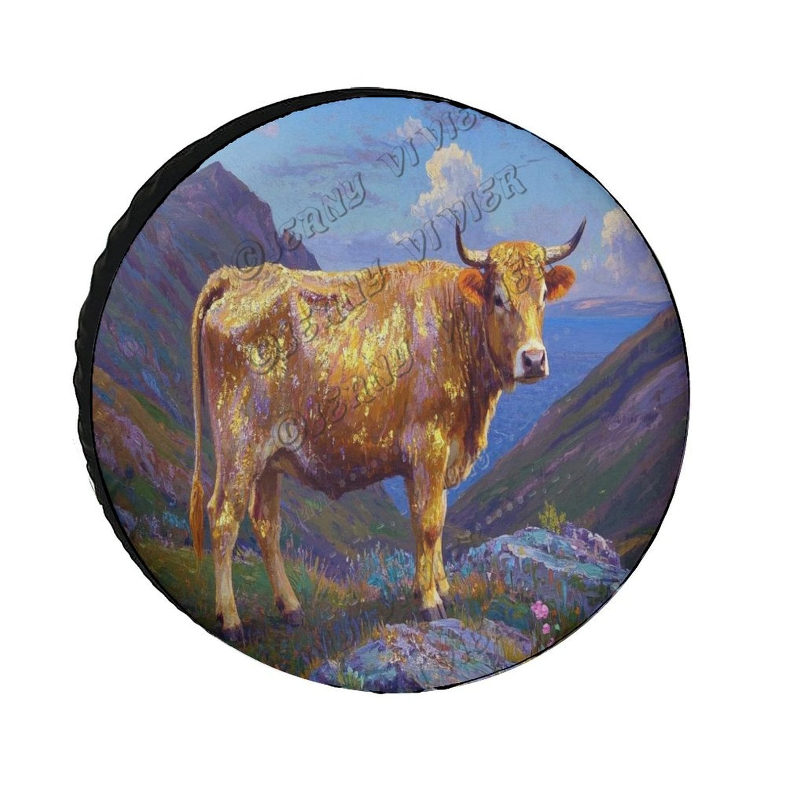 Cow Spare Tire Cover Wheel Protectors Foldable Portable Sun Rain Snow ...