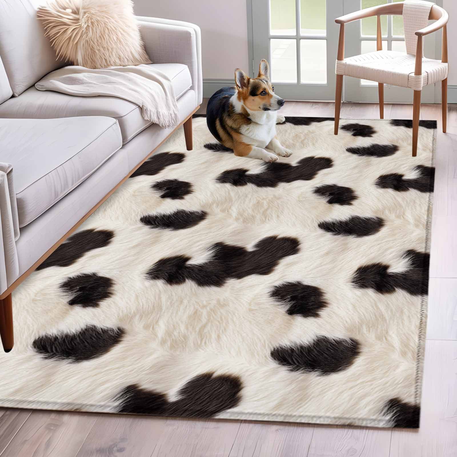 Cow Spots 3x5 Area Rugs for Living Room, Fluffy Animal Skin Non Slip ...