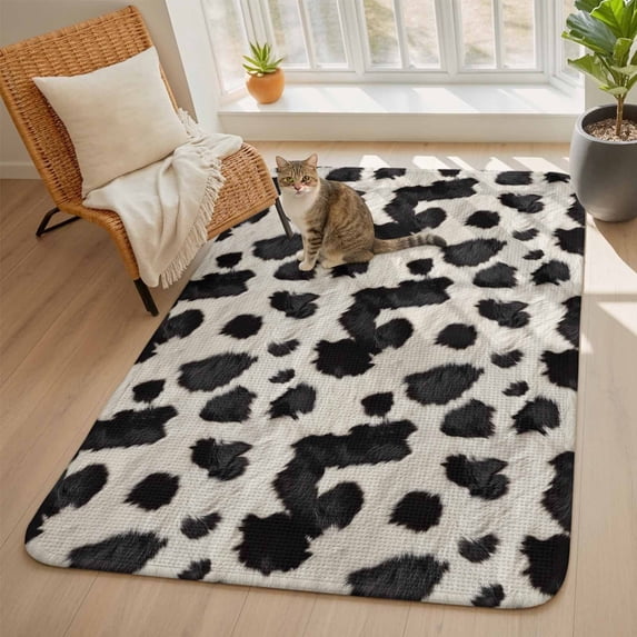Cow Spots Area Rugs for Living Room 5x6, Fluffy Hair Animal Skin ...
