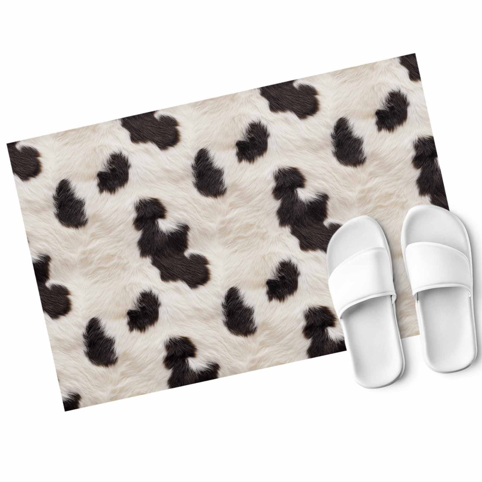 Cow Spots Door Mat Fluffy Non Slip Absorbent Entrance Mat Washable Low ...