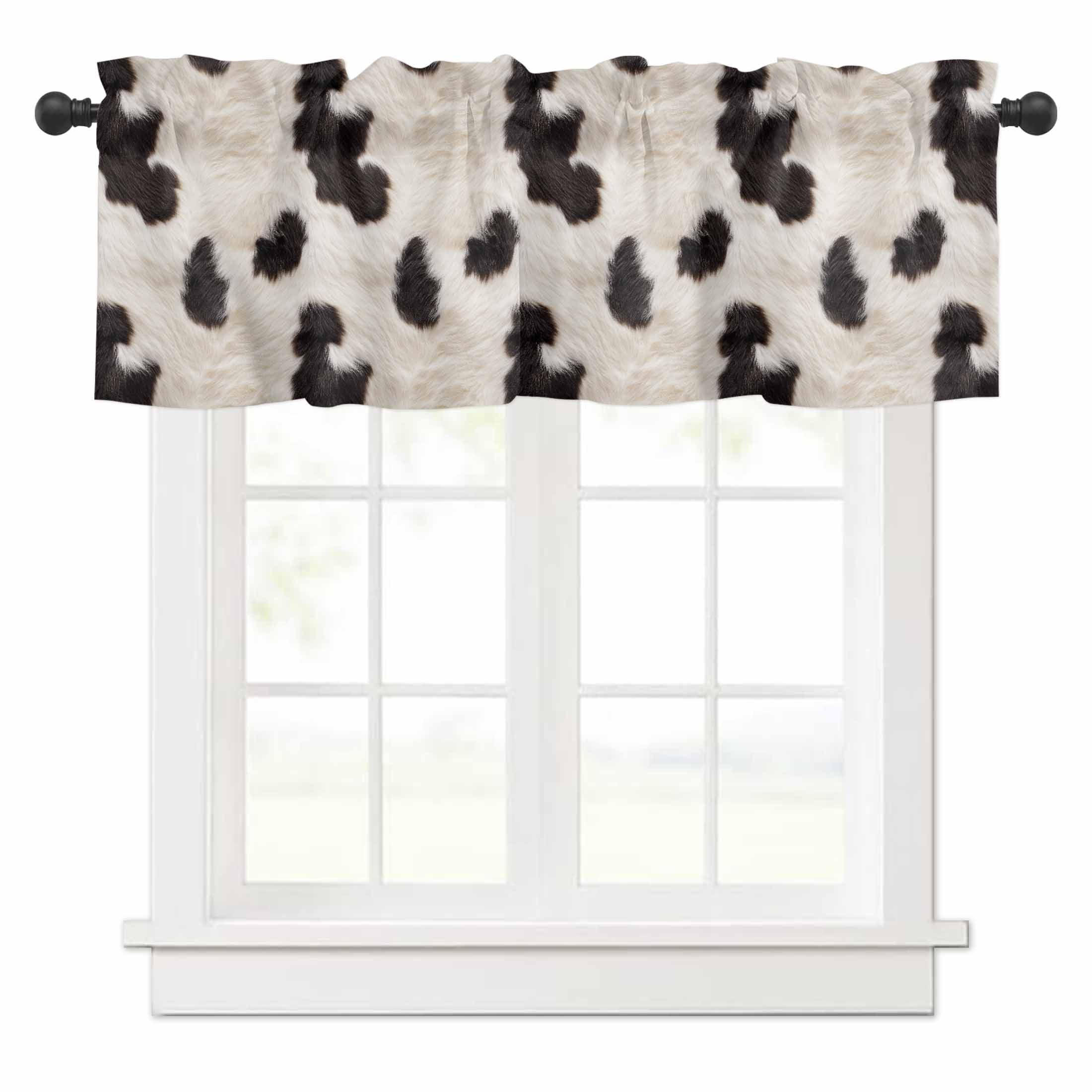 Cow Spots Valances for Windows Fluffy Rod Pocket Curtain Valance Window ...