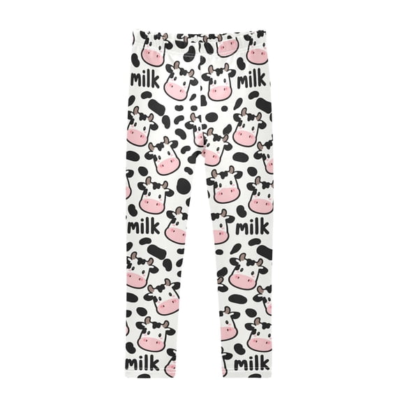 Cow Spotted Milk Pattern Printed Leggings Yoga Pants for in 4t to 10t ...