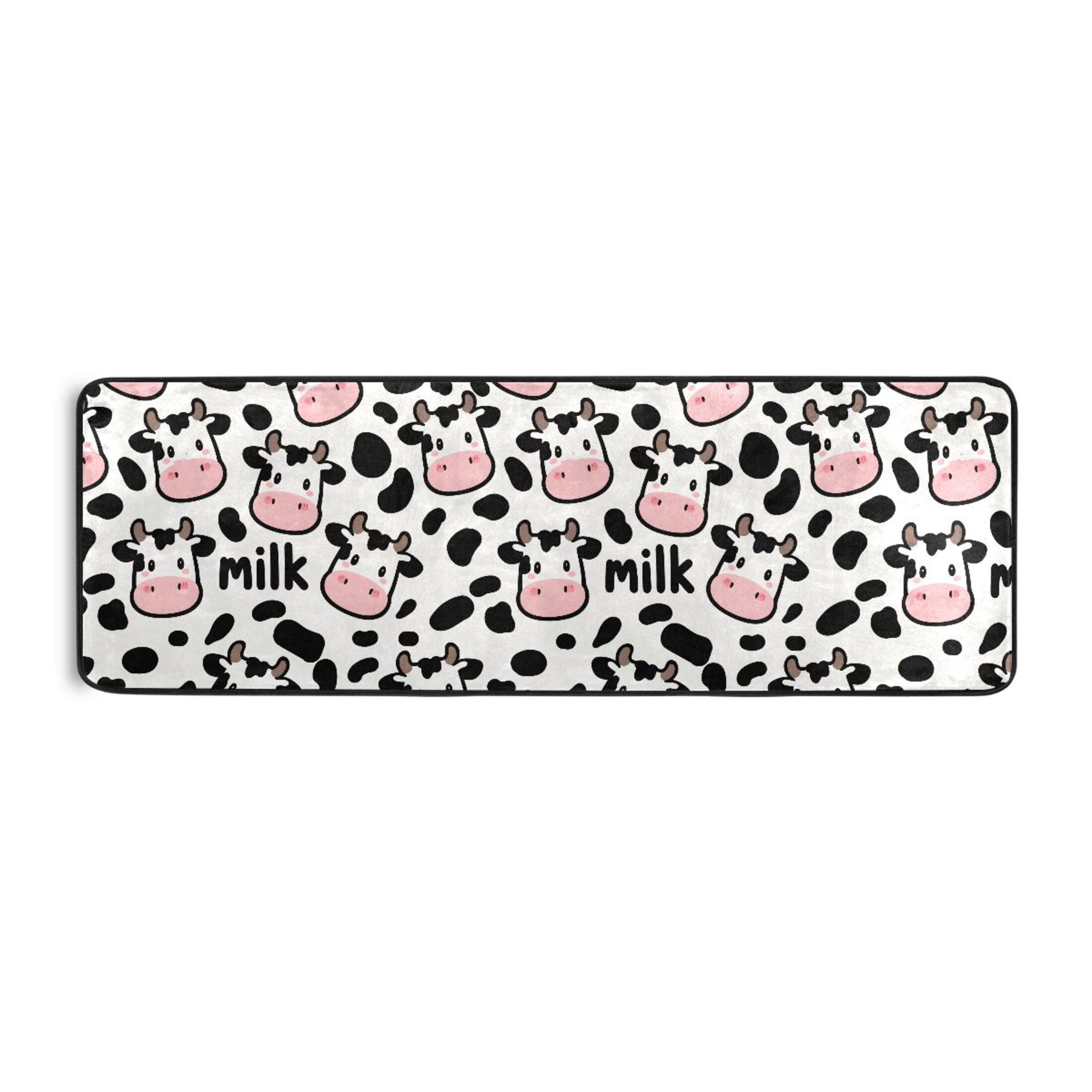 Cow Spotted Milk Pattern Runner Rug 24x72 Inch Cushioned Non Slip Soft ...