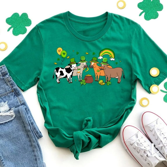 Cow St Patrick Days Shirt, Lucky Heifer Shirt, Shamrock Cow, Cow Mom ...