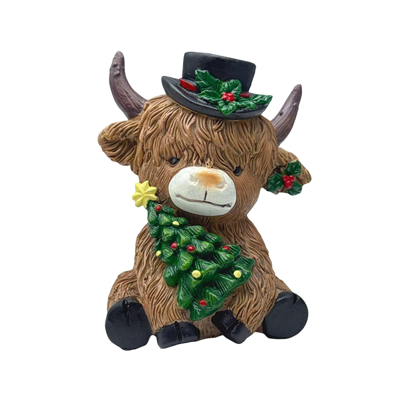 Cow Statue Christmas Poinsettia Tree Candy Cane Cow Gnome Scottish ...