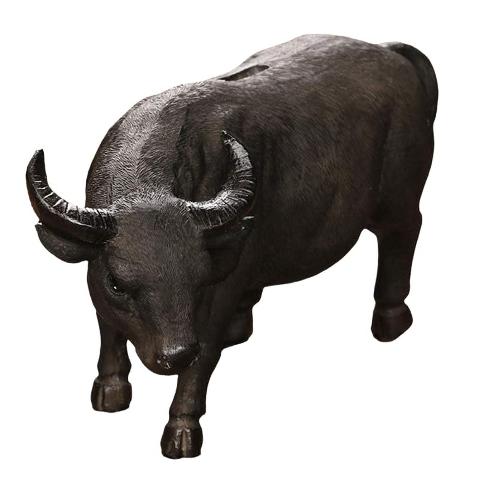 Cow Statue Gift Bull Piggy Bank Coin Penny Collectible Sculpture Black ...