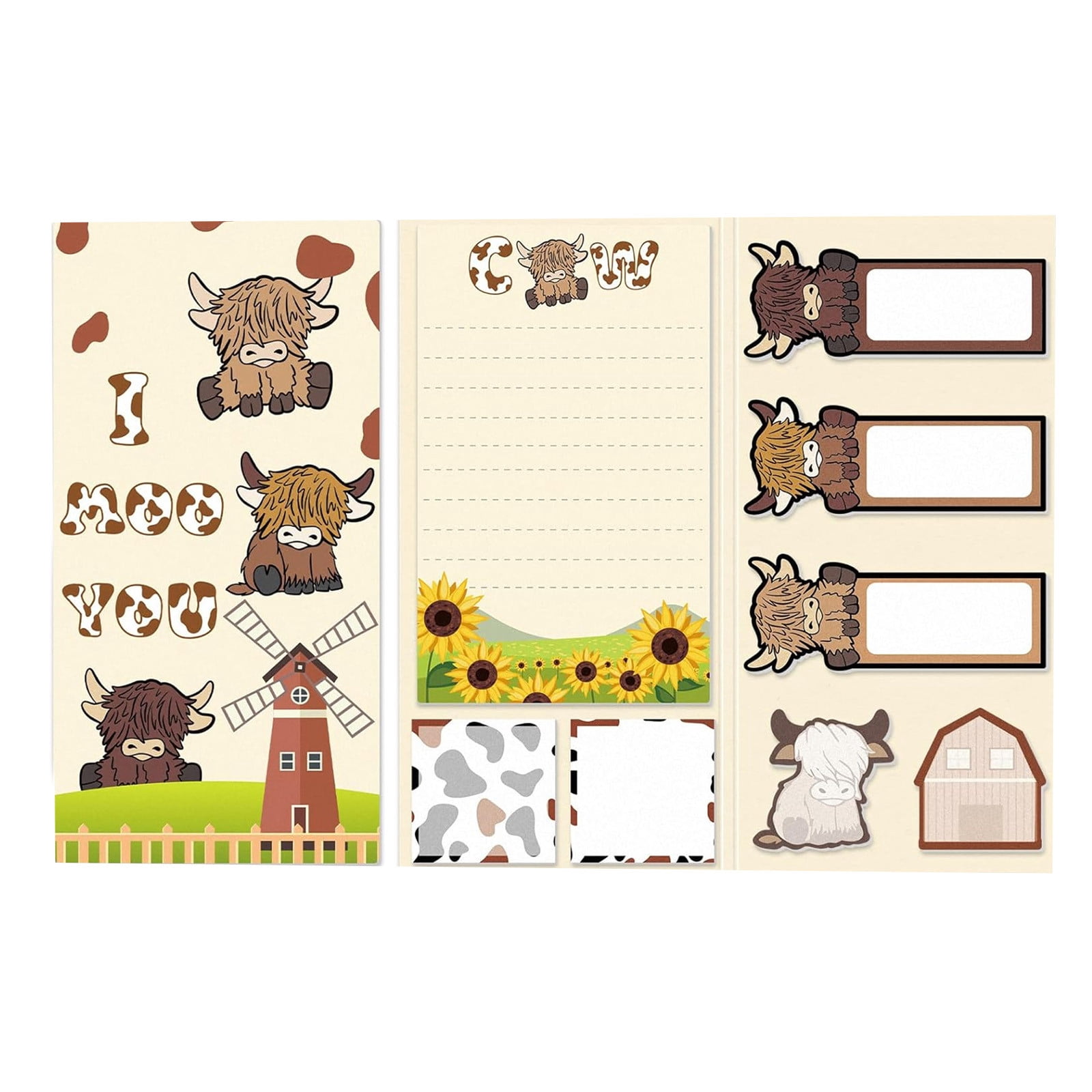 Cow Sticky Note Pads Dog Notepad Cute Cartoon Animal Post Reminder Memo ...