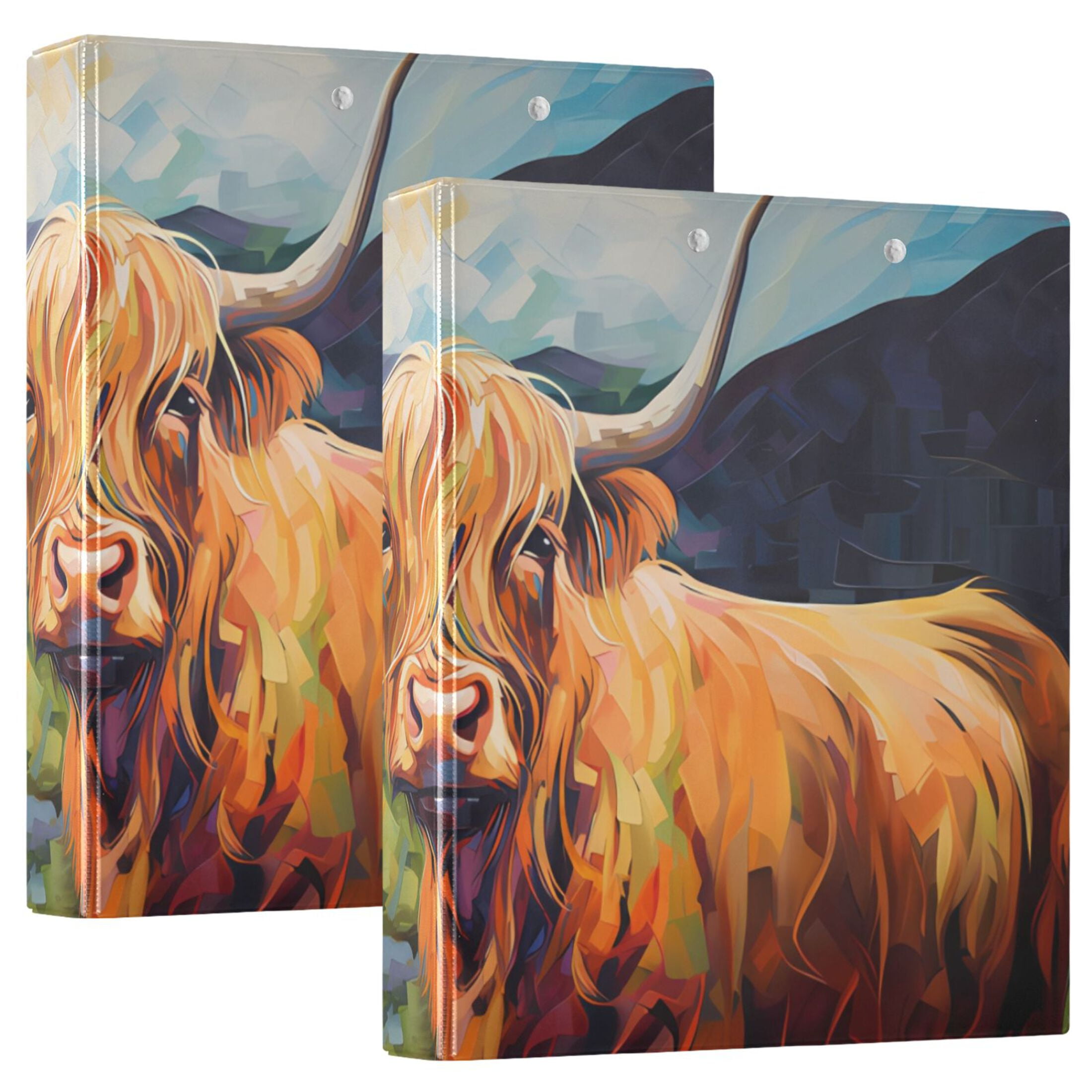 Cow Stone Grass Houses 3 Ring Binders 1.5 inch Hardcover File Folders ...