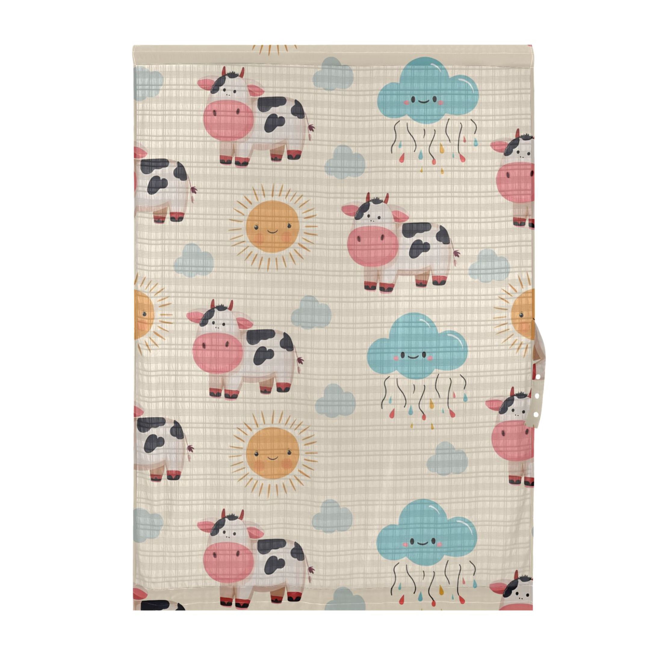 Cow Sun Pattern Door Curtain Sheer Privacy Light Filtering Window Panel ...