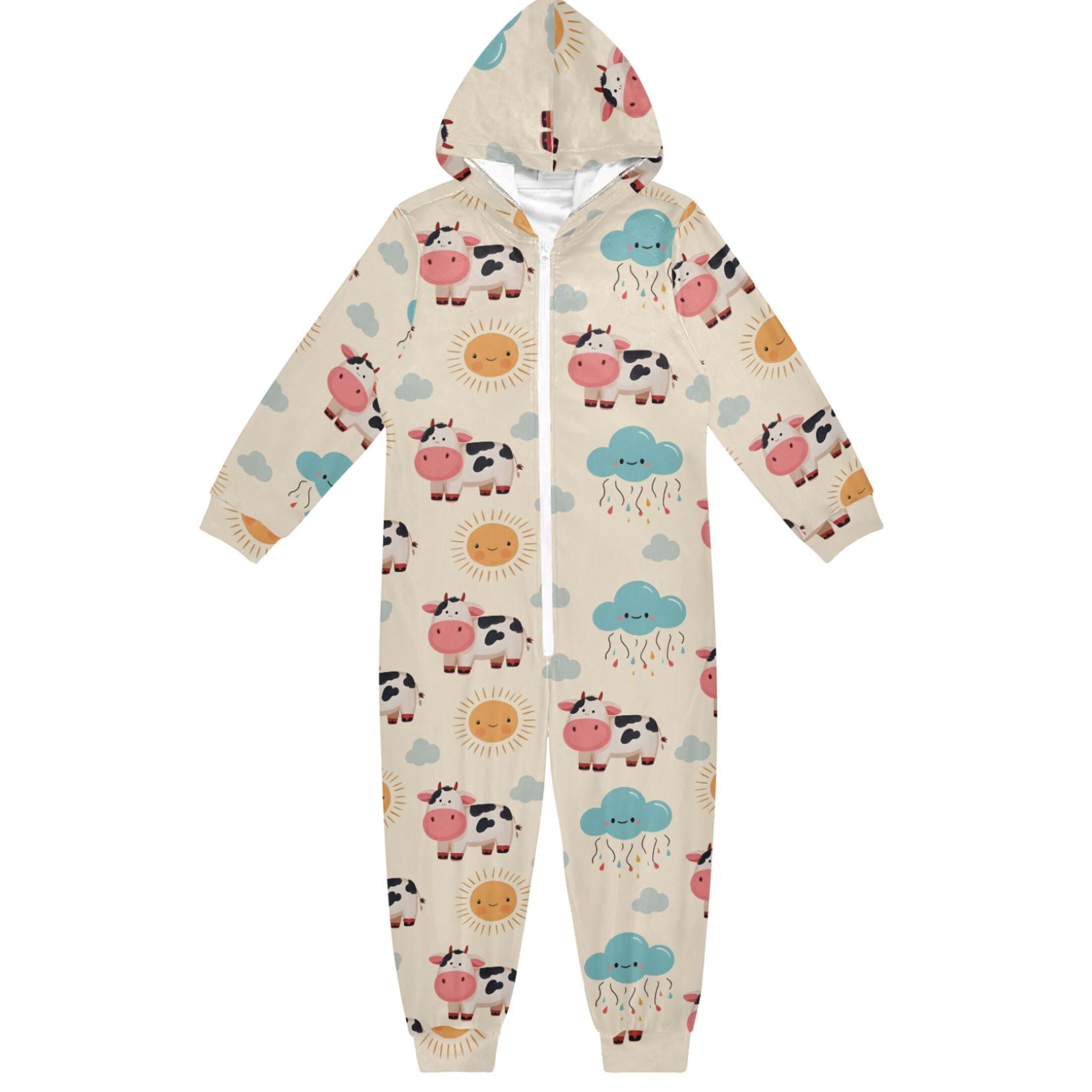Cow Sun Pattern One Piece Pajamas Soft Jumpsuit Cozy Sleep and Play ...