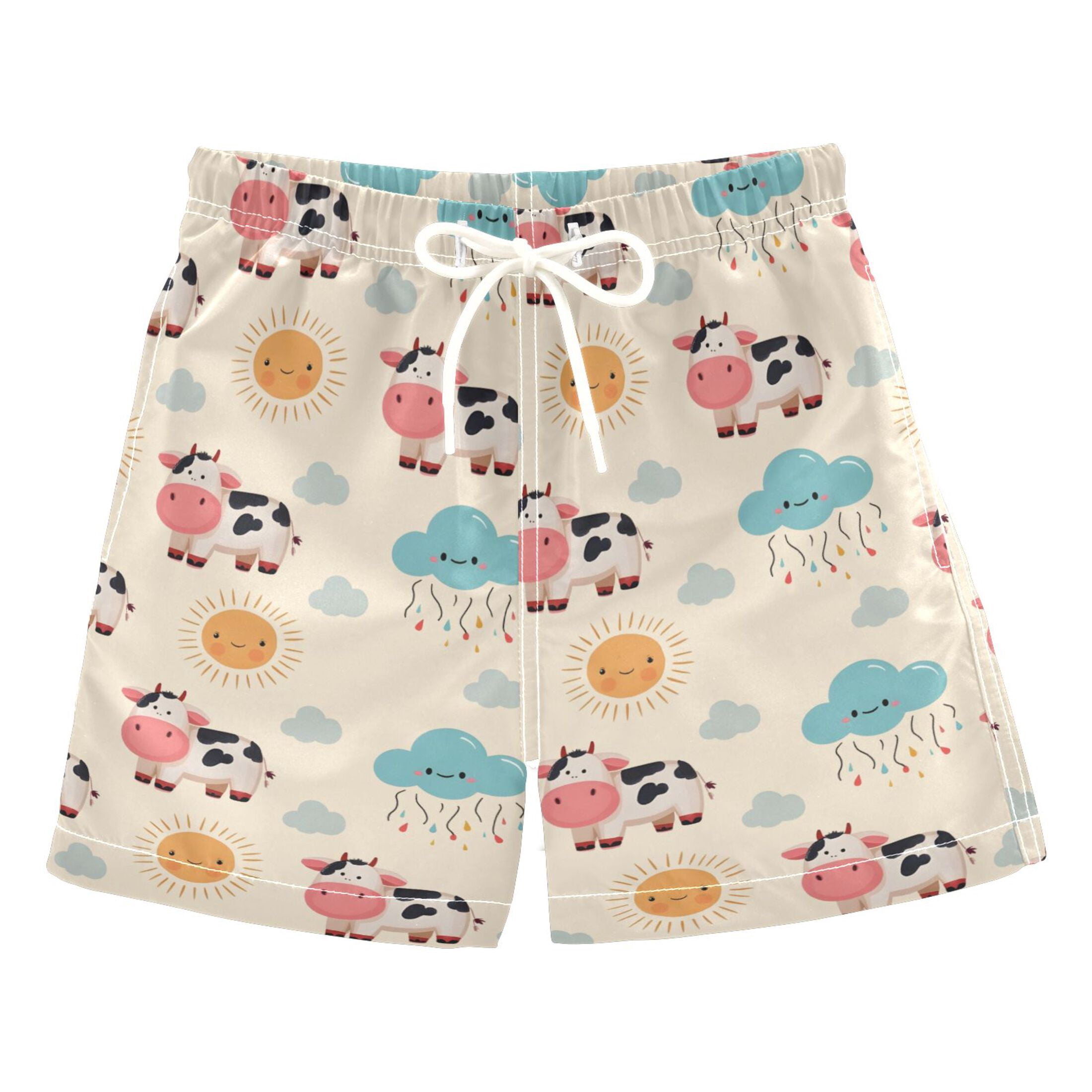 Cow Sun Pattern Swim Trunks Quick Dry Beach Pool Board Shorts ...