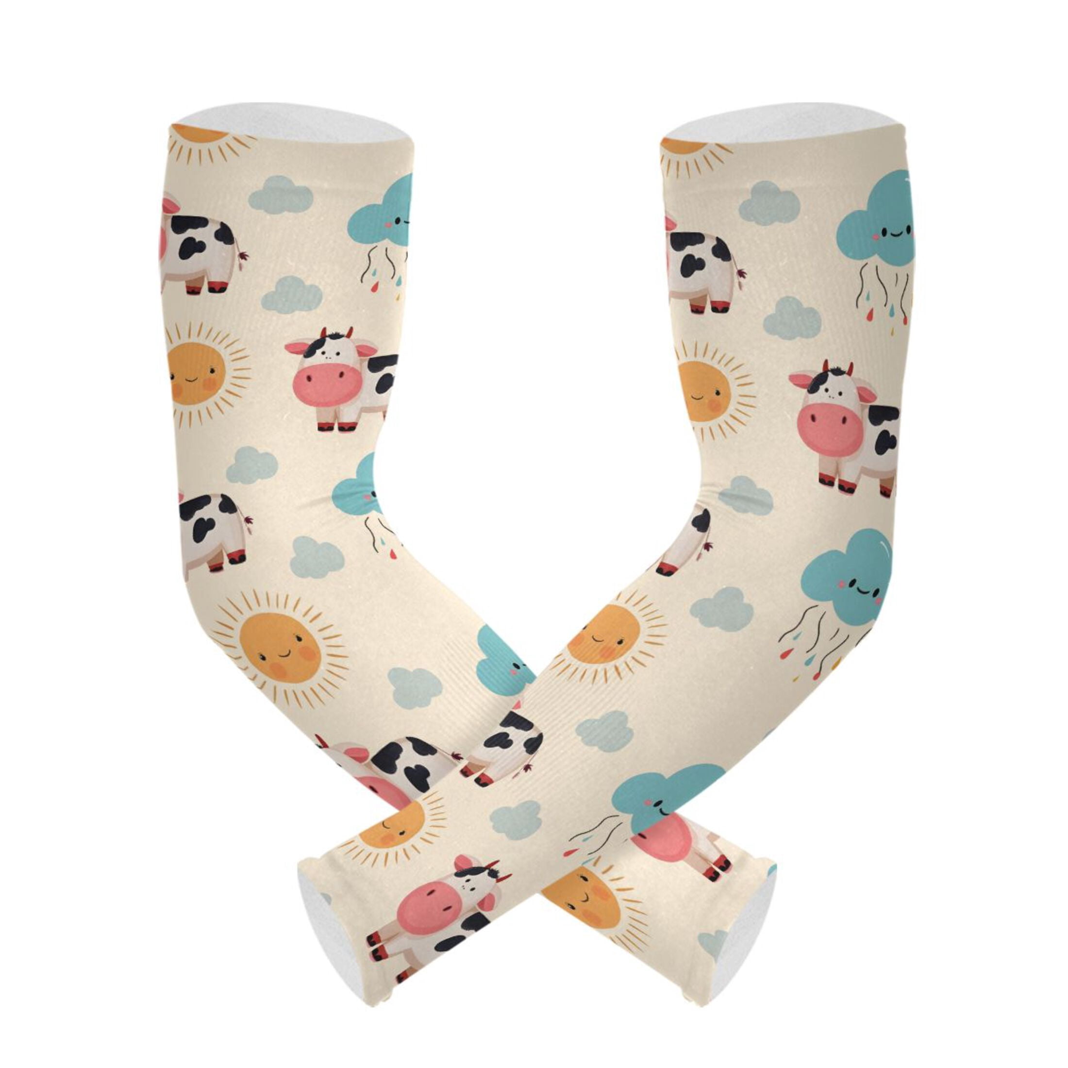 Cow Sun Pattern UV Protection Cooling Arm Sleeves, Compression Sun ...