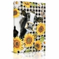 Cow Sunflower Canvas Wall Art for Living Room, Farmhouse White Yellow ...