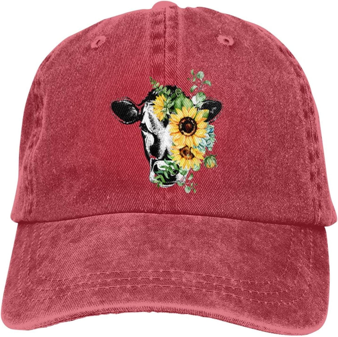 Cow Sunflower Cow Lover Animals Baseball Cap Men Women Adjustable ...