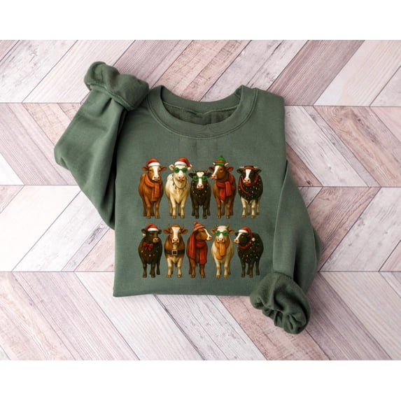 Cow Sweatshirt, Cow Lights Sweater, Farm - Walmart.com