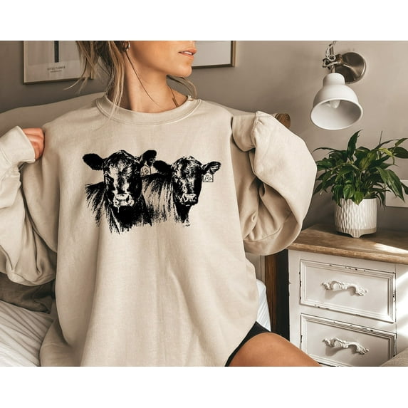 Cow Sweatshirt, Cow Shirt, Western Crewneck Comfort Sweatshirt ...