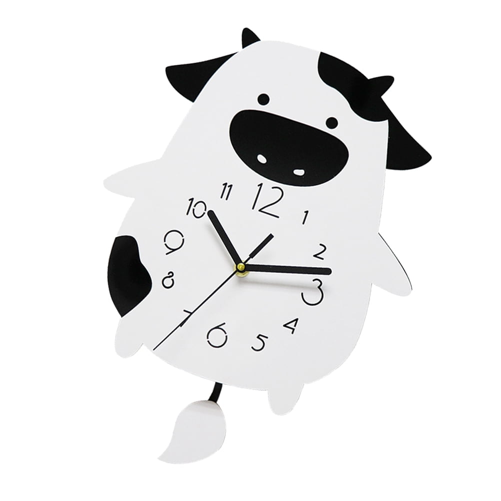 CIMAXIC Wall Clock Cow 1Pc White Acrylic Decorative Silent Clear ...