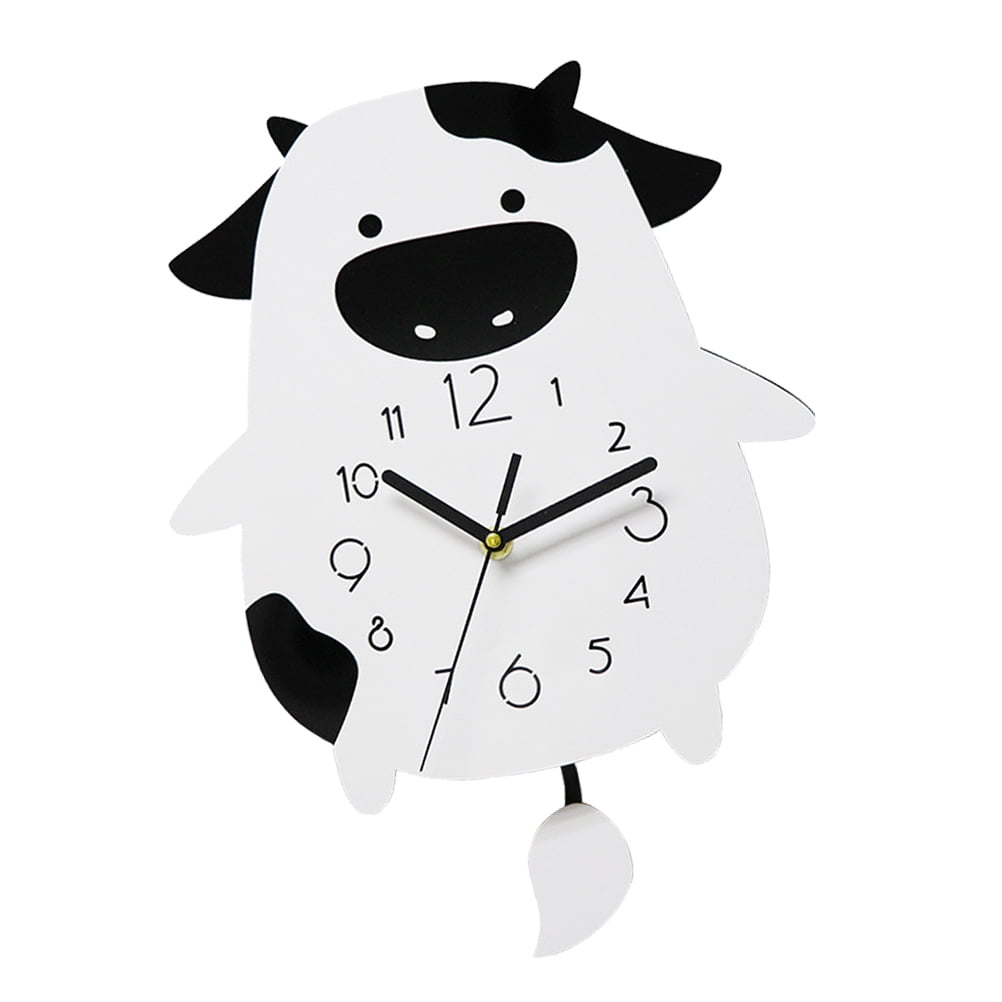 Cow Swing Wall Clock Unique Decorations Vintage Ornaments Child White ...